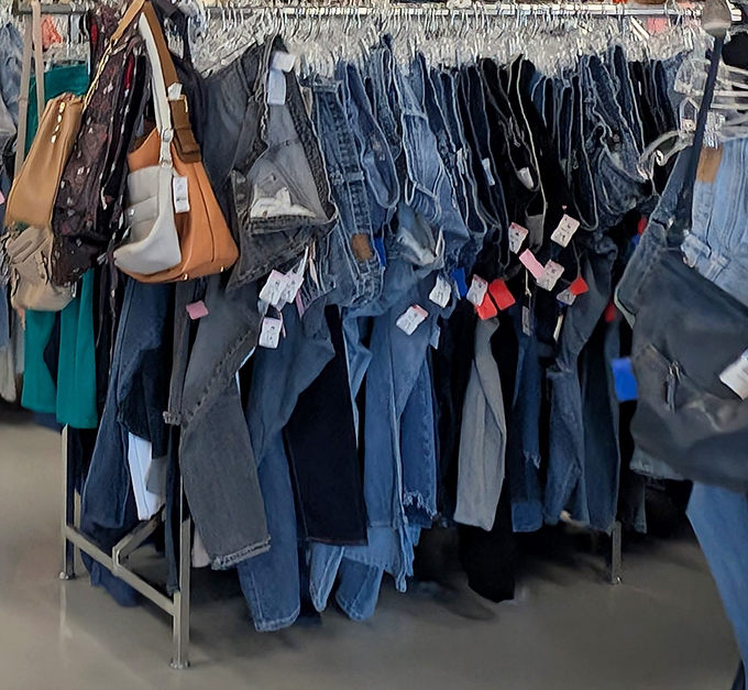 The denim forest &ndash; where jeans of all eras hang together like a family reunion of pants.