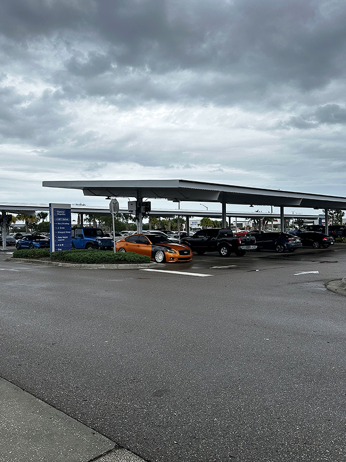 The parking area's covered sections offer blessed shade for your vehicle. In Florida, this isn't just convenient&mdash;it's practically humanitarian.