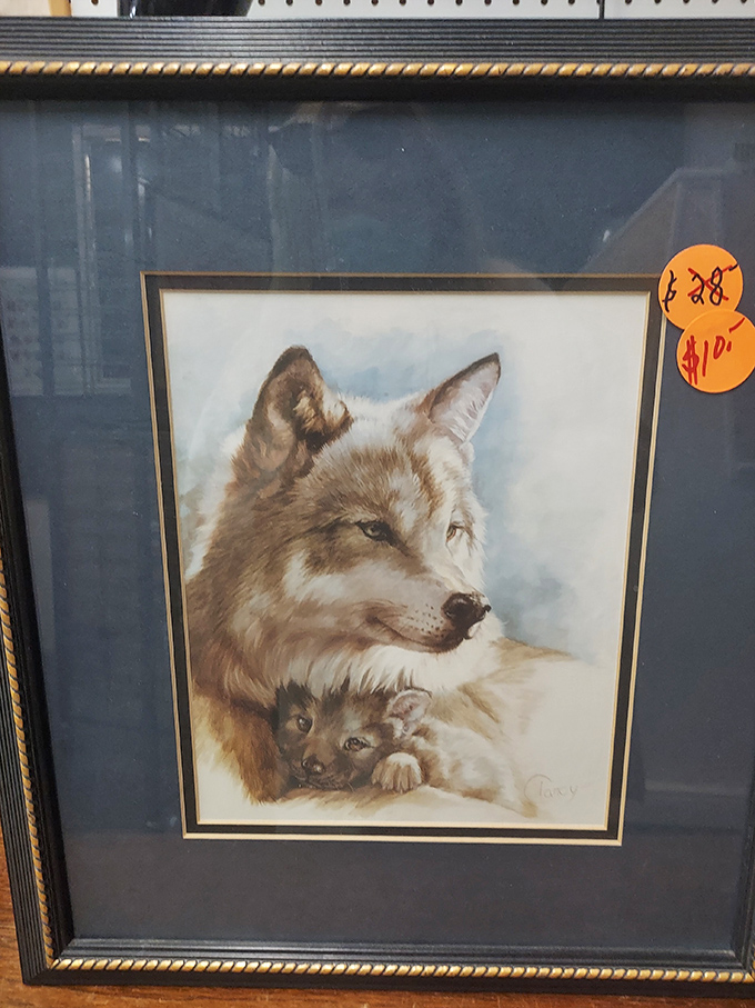 Even the wildlife is affordable here&mdash;this framed wolf portrait offers wilderness majesty for your wall at a price that won't make you howl.