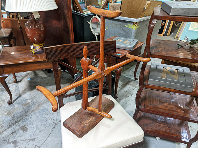 A primitive yarn winder that reminds us our ancestors crafted without Netflix playing in the background&mdash;true multitasking pioneers.