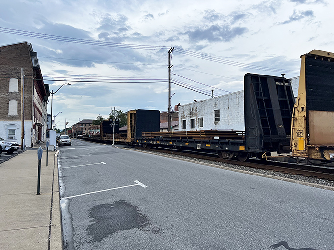 The railroad's continued presence in Sunbury connects this historic town to its industrial past while reminding visitors of its strategic importance.