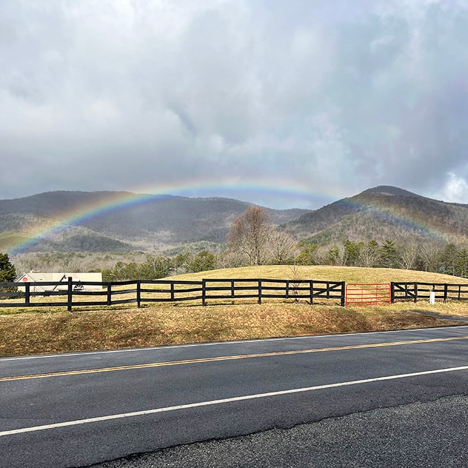 Nature's own victory arch &ndash; a rainbow crowns the pastureland as if celebrating your excellent decision to visit.