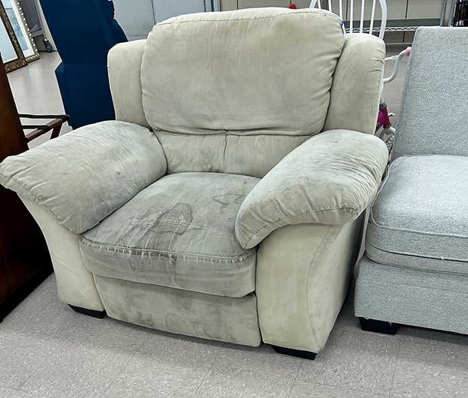 This comfy recliner just needs someone willing to see past its previous life into its future potential.