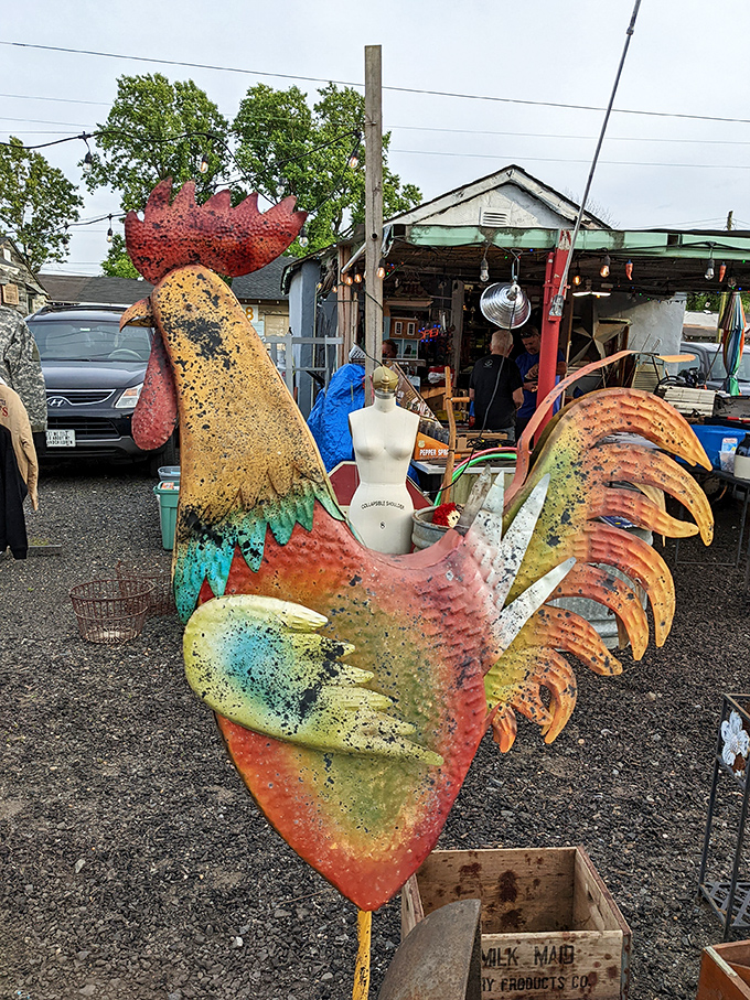 The most flamboyant yard guardian you'll ever meet. This technicolor rooster would make even the most serious homeowner smile every morning.