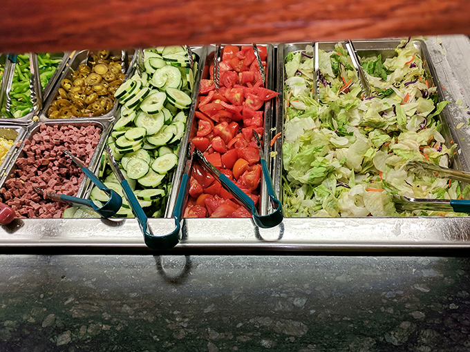 The salad bar &ndash; where you pretend to be virtuous before returning to your table with a mountain of BBQ. Balance is everything.
