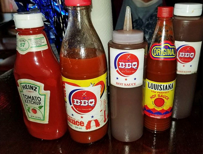 The sauce lineup &ndash; from classic to hot &ndash; stands ready for duty. These bottles are the supporting actors that help the meat stars shine.