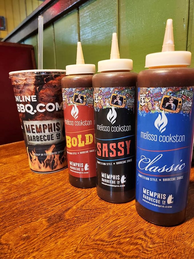 The sauce lineup – Bold, Sassy, and Classic – like the Supremes of barbecue, each bringing their own distinctive voice to the harmony.
