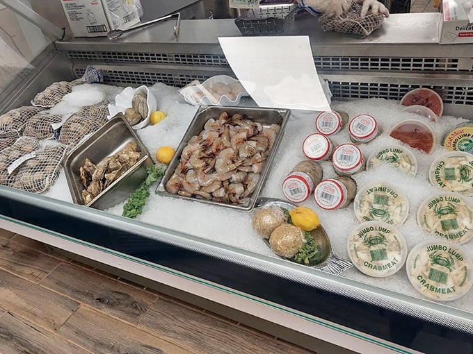 The seafood counter where dreams begin&mdash;like a jewelry store, but everything here tastes infinitely better than diamonds.