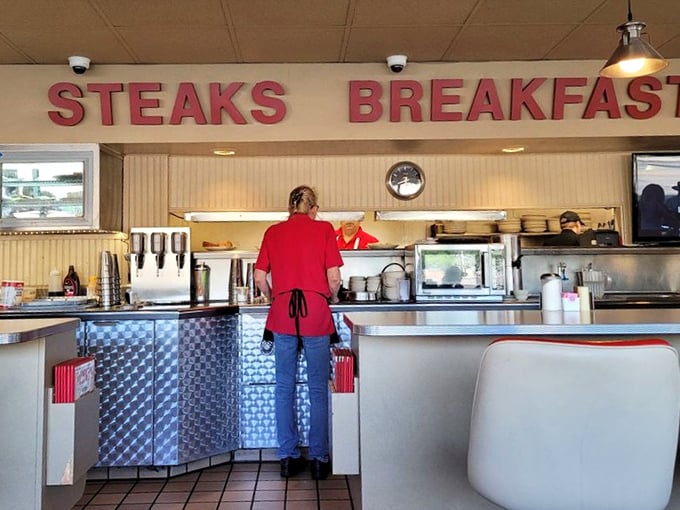 Where the magic happens&mdash;Tommy's open kitchen design lets you watch breakfast artisans at work while you contemplate a second coffee.
