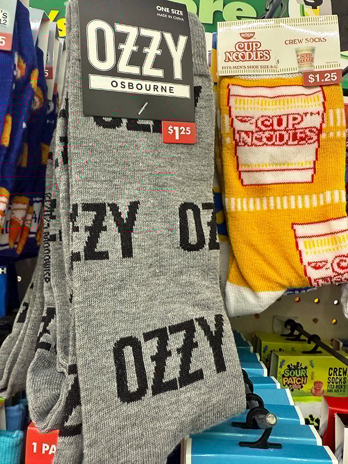 Socks with attitude &ndash; "Ozzy" meets "Cup Noodles" in the fashion statement nobody asked for.