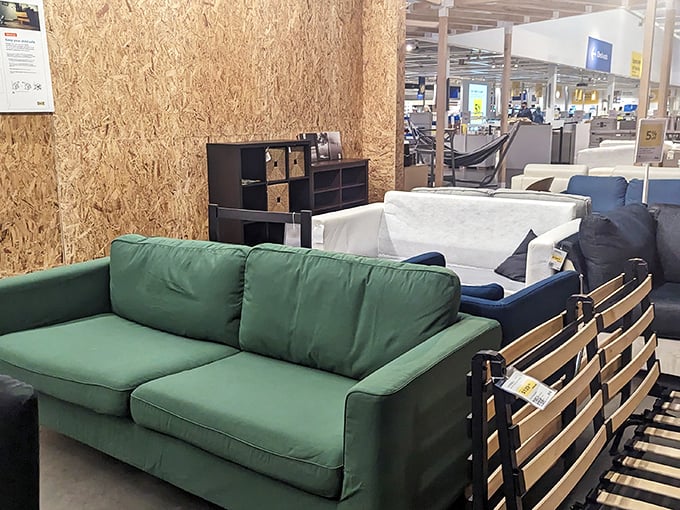 Sofa shopping: the adult equivalent of Goldilocks' adventure. This green one's too boxy, that blue one's too squishy, but somewhere here is just right.