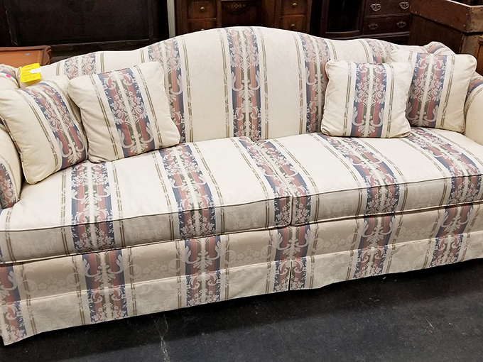 A sofa that's seen better days but still has stories to tell&mdash;like that one uncle who dominates Thanksgiving with tales from "back when."