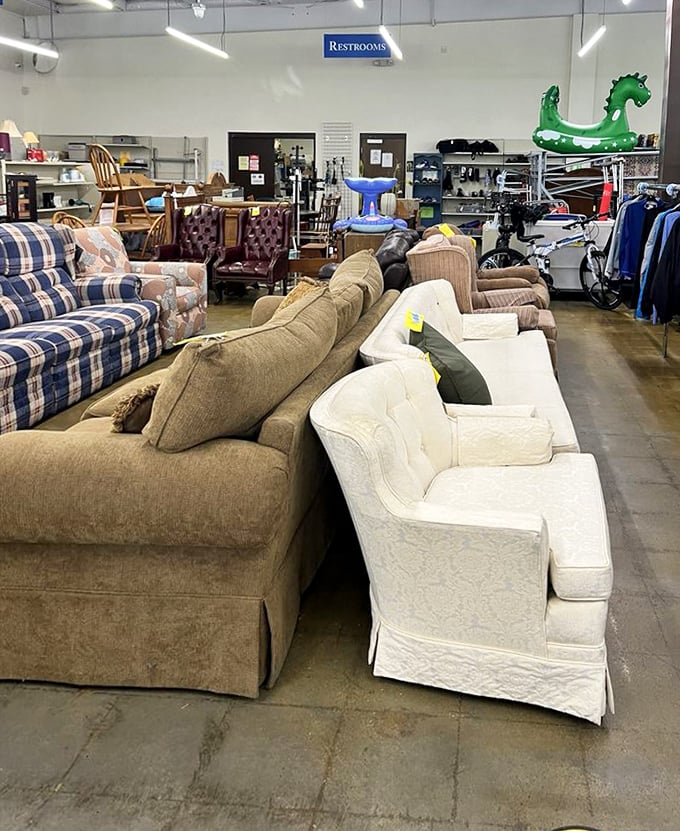 Couches and chairs in a social gathering of their own, each one inviting you to imagine them in your living room.