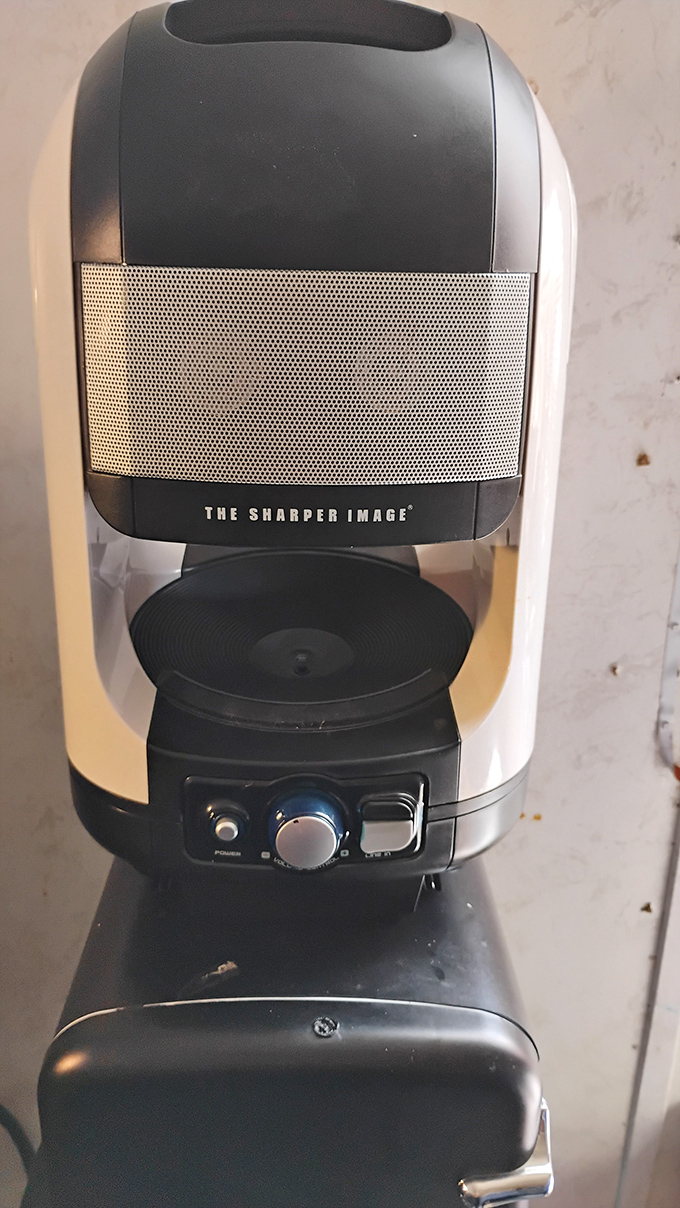 A Sharper Image speaker, once the crown jewel of someone's entertainment system, now awaits its second act at a fraction of its original price.