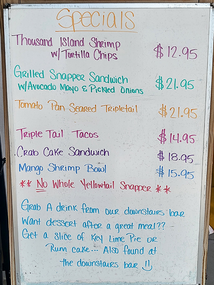 The specials board: a daily love poem to whatever the boats brought in this morning. Read it carefully&mdash;FOMO is real here.