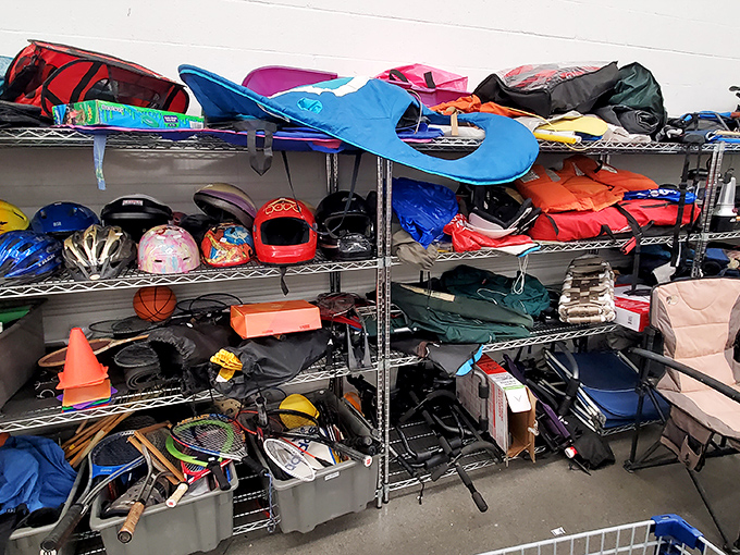 Sporting goods that prove one person's "I'll definitely use this" is another's treasure &ndash; from helmets to camping gear waiting for their next adventure.