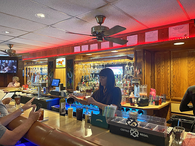 The well-stocked bar hints at another side of Hickory's appeal&mdash;where cocktails and conversation flow as freely as the barbecue sauce.