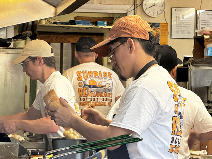 The kitchen crew works with the precision of a NASCAR pit team, but instead of changing tires, they're flipping perfect eggs and assembling breakfast masterpieces.
