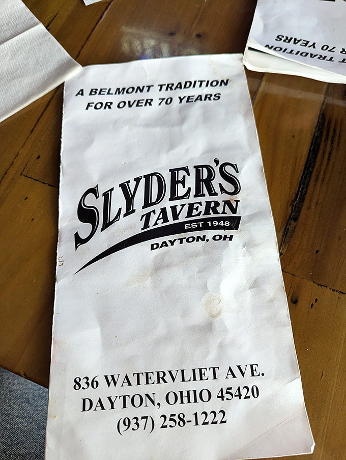 A napkin that tells a story: "A Belmont Tradition For Over 70 Years." Some things improve with age&mdash;taverns, wine, and cheese, not necessarily in that order.