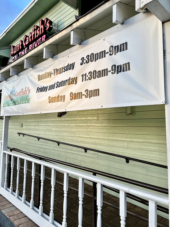 Those hours posted on the banner aren't just times&mdash;they're windows of opportunity for seafood happiness. Plan accordingly!
