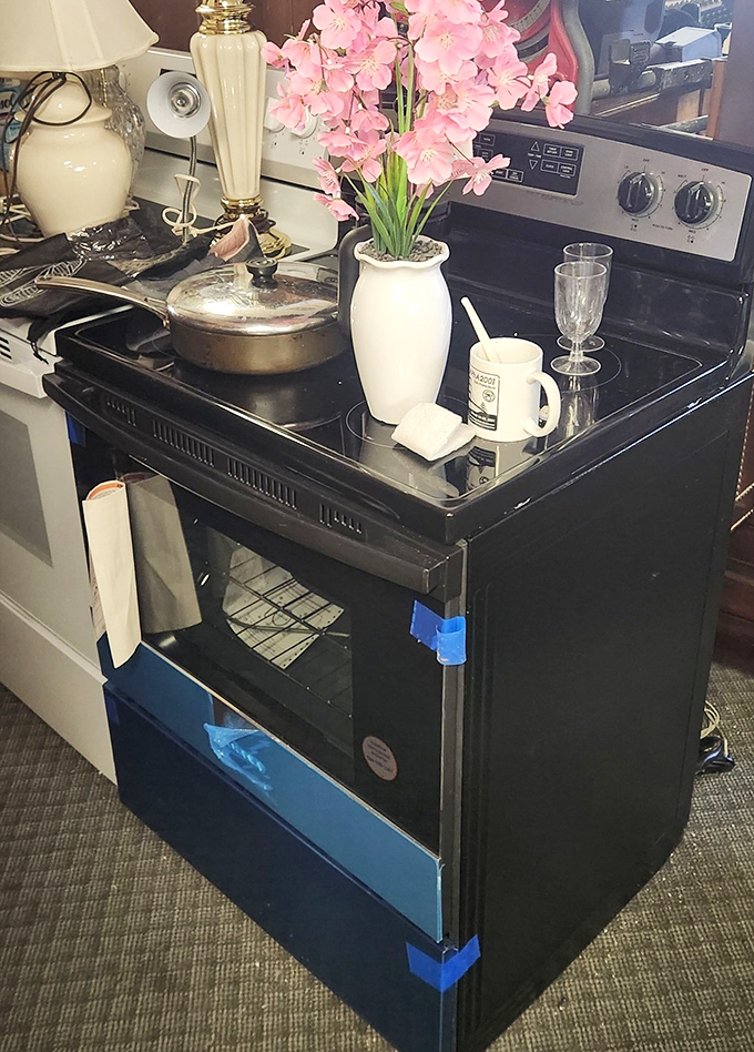 A stove so clean it makes you wonder if its previous owner ever actually cooked, or just ordered takeout while admiring it from afar.