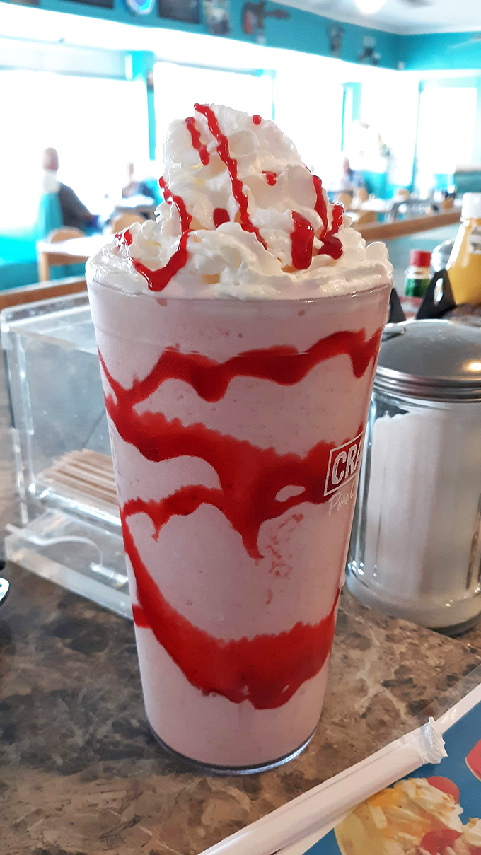 This strawberry milkshake isn't playing games&mdash;it's bringing all the boys (and girls) to the yard with its whipped cream mountain and syrup rivers.