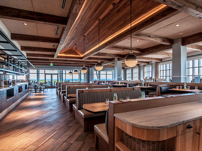 Dining room views that compete with the food for your attention. Sunlight streams through windows framing the Gulf's blue canvas.
