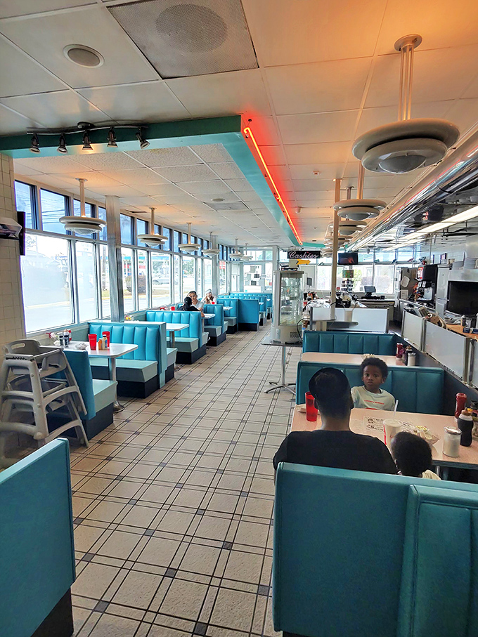 These turquoise booths have witnessed more life stories than a Southern novelist could ever imagine.