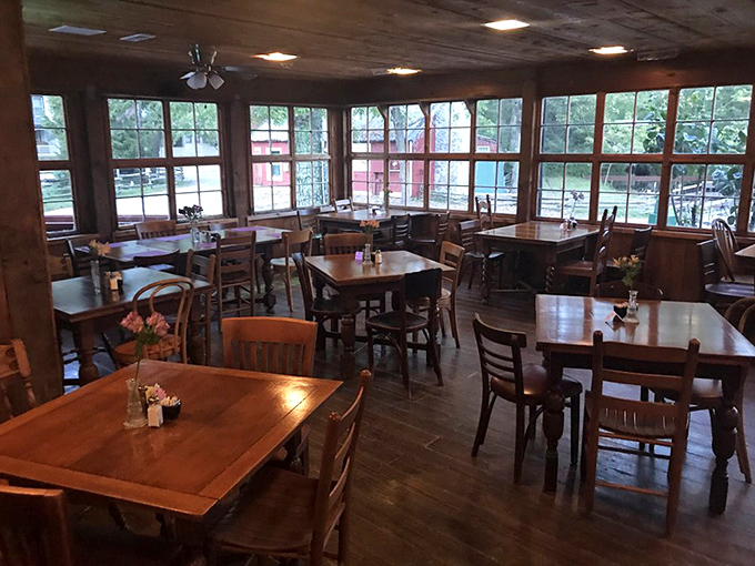 Empty tables waiting for their moment in the spotlight. Each one has hosted thousands of conversations, celebrations, and first bites of pancake perfection.