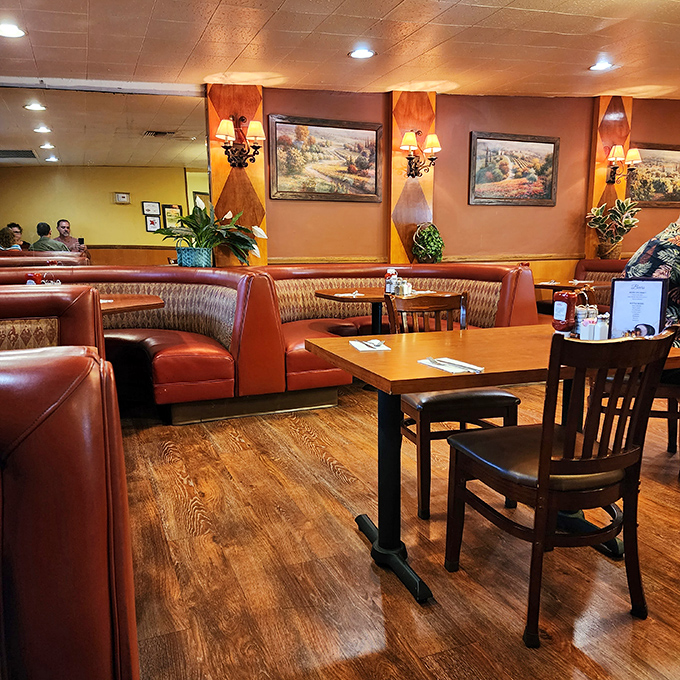 Cozy booths and warm lighting create the perfect backdrop for meals that matter, where conversations flow as easily as the coffee refills.