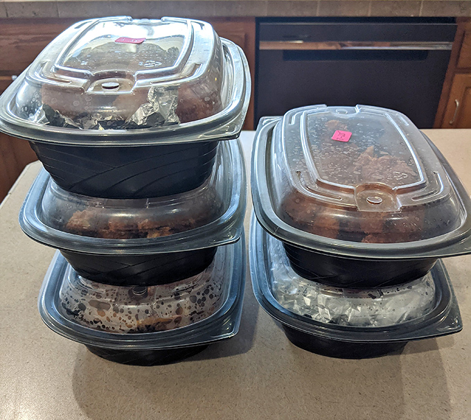 When takeout containers stack up like this, you know you're not just ordering food – you're bringing home edible happiness.