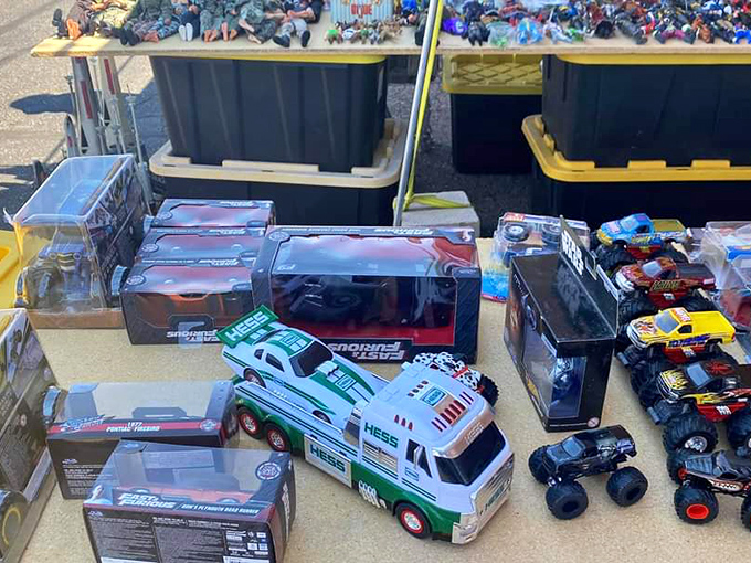 Toy cars in their natural habitat &ndash; still boxed and waiting for collectors or kids with very careful hands.