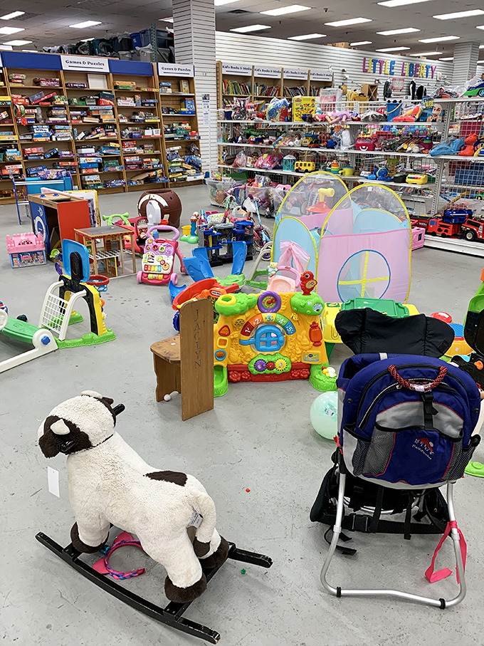 Childhood joy preserved in plastic and plush&mdash;this toy section has launched thousands of second childhoods and delighted actual children too.