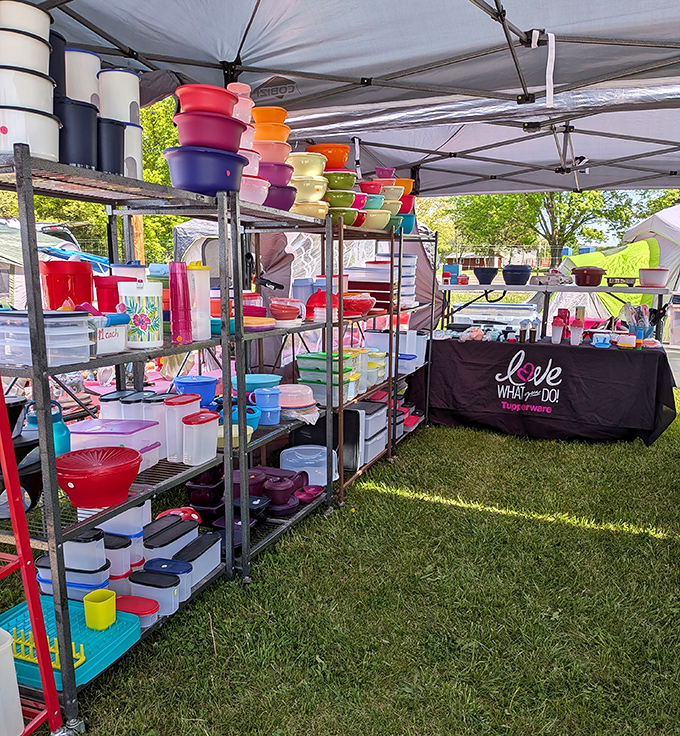 Tupperware in technicolor! This rainbow of kitchen containers proves that organization can be both practical and cheerful &ndash; grandma would approve. 
