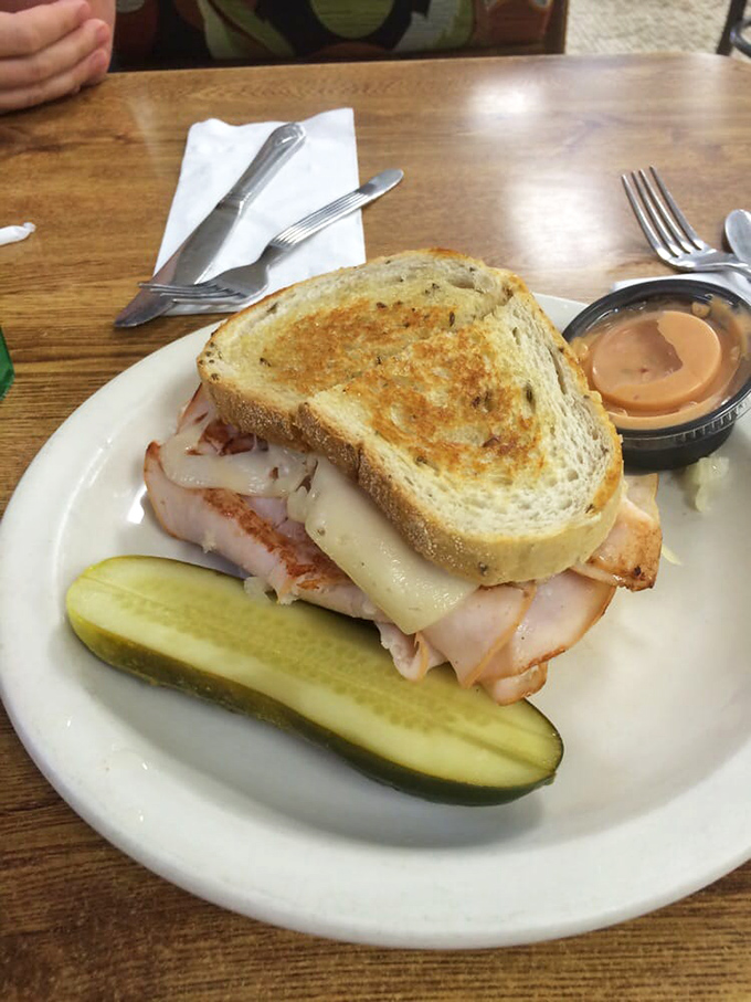 A turkey sandwich that reminds you how good simple can be&mdash;tender meat, toasted bread, and a pickle that's not just a garnish but a necessary companion.