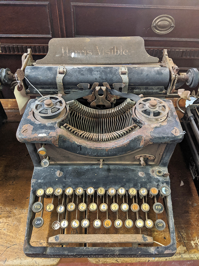 A Harris Visible typewriter that's survived a century of technological revolutions. Those keys have probably typed love letters, business plans, and family recipes.