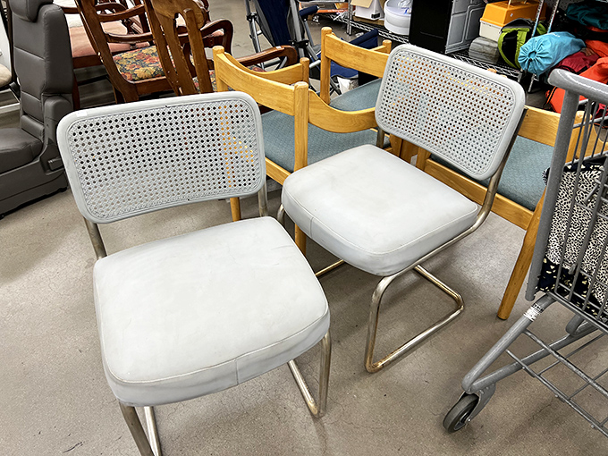 Mid-century chairs with stories to tell, patiently waiting for their next dinner party debut. Don Draper would approve of these classics.