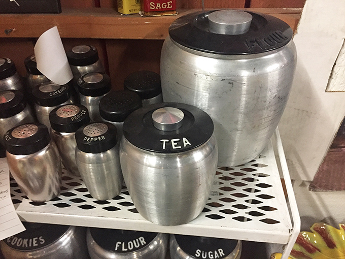 These aluminum kitchen canisters scream mid-century modern before that was even a term people paid extra for.