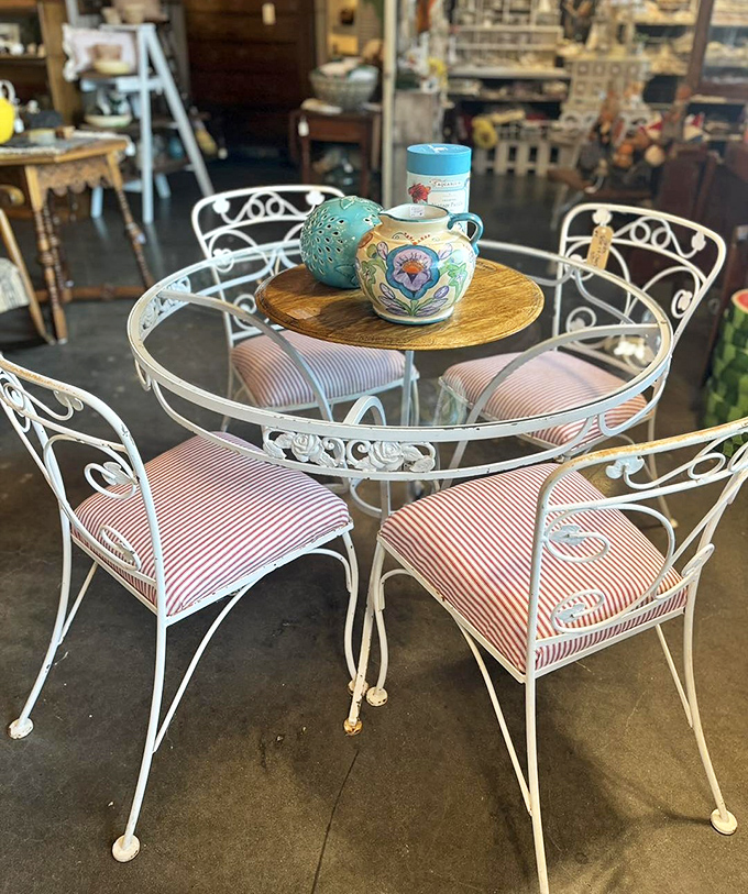 A delicate white bistro set that practically begs for Sunday morning coffee and croissants&mdash;just add your favorite newspaper and gentle sunshine.
