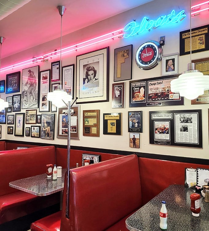 The walls tell stories of Columbus past while the neon glow promises you're exactly where you need to be.