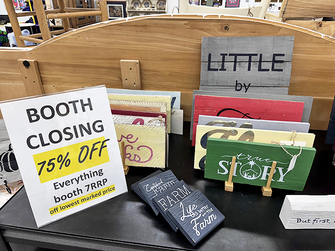 Even the signs are for sale! One person's closing booth is another's decorating opportunity&mdash;75% off nostalgia today only.