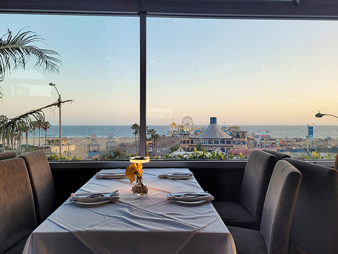 The table by the window isn't just a seat &ndash; it's front-row tickets to the greatest show in Santa Monica: sunset over the pier.