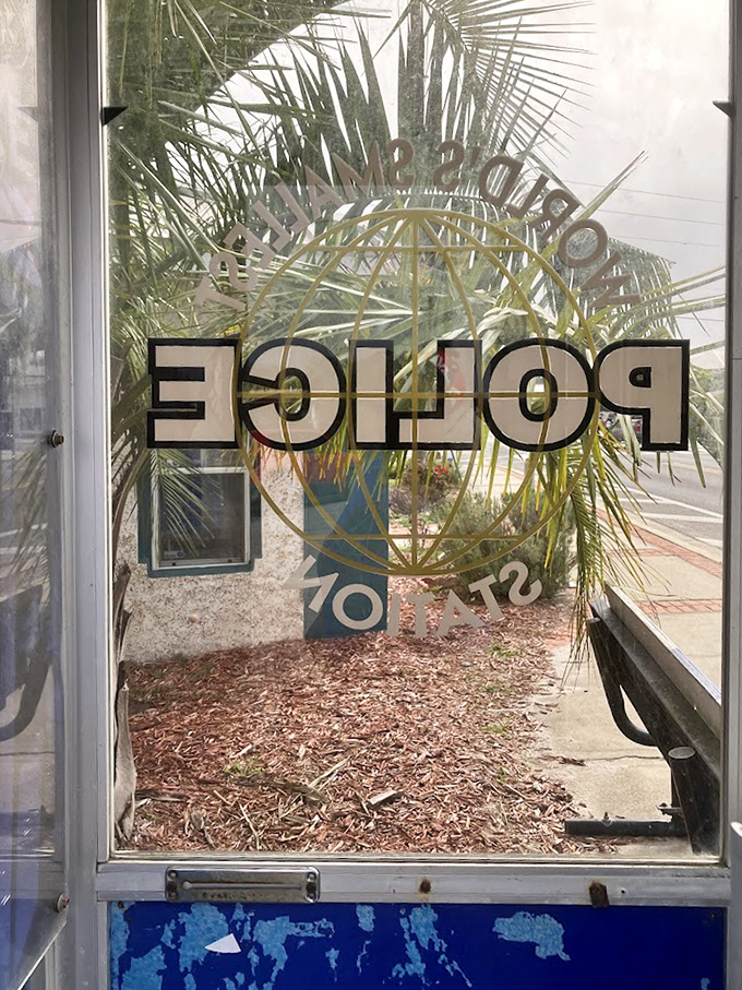 Looking out from inside the booth offers a unique perspective on Carrabelle&mdash;and a new appreciation for spacious workplaces.