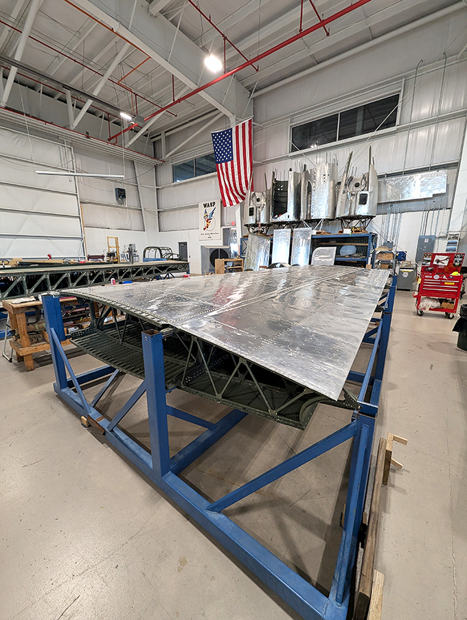 Craftsmanship in aluminum. This wing section under construction shows why "they don't make 'em like they used to" isn't just nostalgic nonsense.