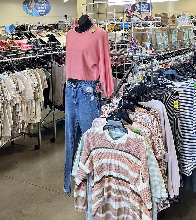 Fashion on display that spans decades and styles. Yesterday's trends become tomorrow's vintage statements at a fraction of boutique prices.