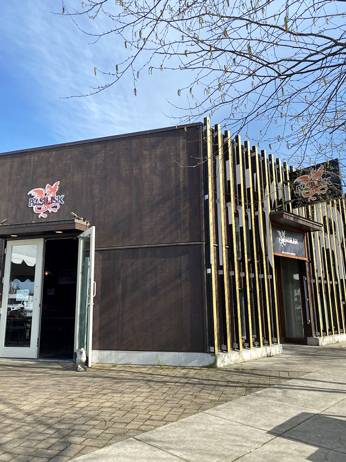 Basilisk's modern, minimalist facade houses Portland's most thoughtful approach to the humble fried chicken sandwich.