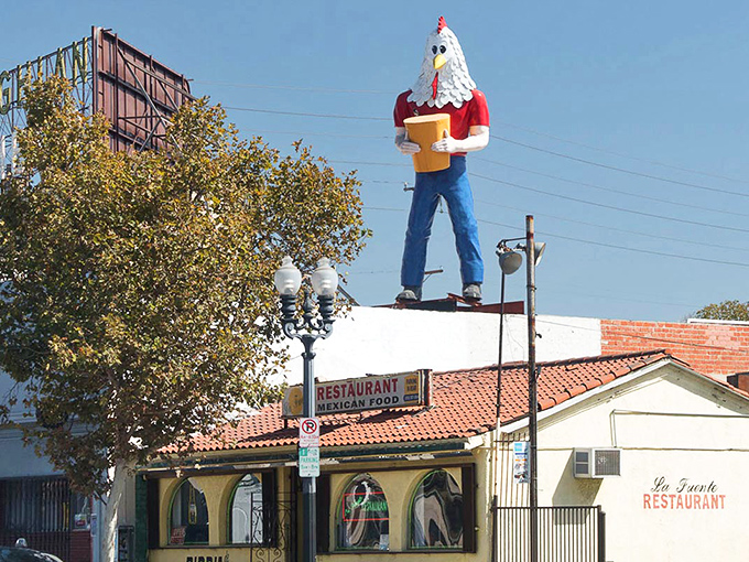Chicken Boy stands tall above Highland Park, a bizarre beacon that's become a beloved Los Angeles landmark.