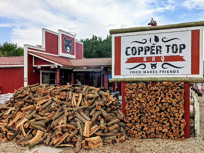 Copper Top's rustic red building and impressive woodpile mean business. This is BBQ that takes its fuel as seriously as its flavor.