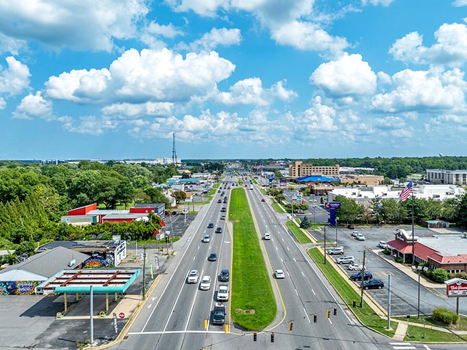 Dover's main thoroughfare demonstrates how Delaware's capital keeps both traffic and living costs moving smoothly.