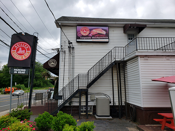 Grilled Cheese & Co.'s corporate headquarters sign hints at comfort food elevated to an art form.